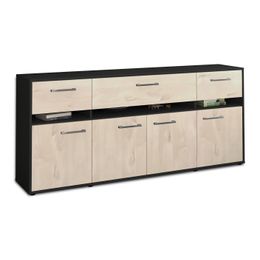 Stil.Zeit Sideboard Flora | Korpus Anthrazit | Zeder mit Griffen (180x79x35cm)