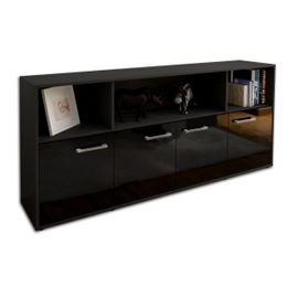 Stil.Zeit Sideboard Enrica | Korpus Anthrazit | Schwarz mit Griffen (180x79x35cm)