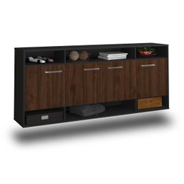 Stil.Zeit Sideboard Provo | Korpus Anthrazit | Walnuss hängend mit Griffen (180x79x35cm)