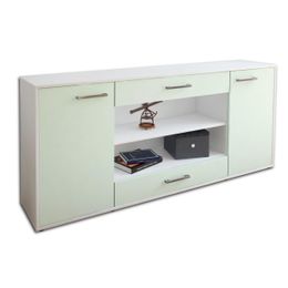 Stil.Zeit Sideboard Feli | Korpus Weiß | Mint mit Griffen (180x79x35cm)