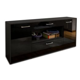 Stil.Zeit Sideboard Fiora | Korpus Anthrazit | Schwarz mit Griffen (180x79x35cm)