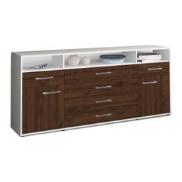 Stil.Zeit Sideboard Evelina | Korpus Weiß | Walnuss mit Griffen (180x79x35cm)