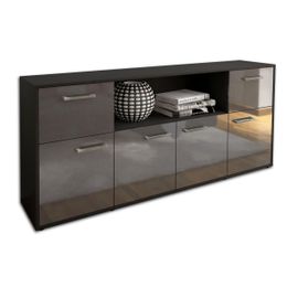 Stil.Zeit Sideboard Ermentrude | Korpus Anthrazit | Grau mit Griffen (180x79x35cm)