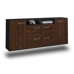 Stil.Zeit Sideboard Carrollton | Korpus Anthrazit | Walnuss hängend mit Griffen (180x79x35cm)