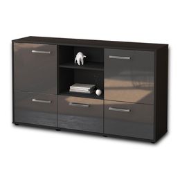 Stil.Zeit Sideboard Diellza | Korpus Anthrazit | Grau mit Griffen (136x79x35cm)