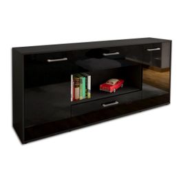 Stil.Zeit Sideboard Filomena | Korpus Anthrazit | Schwarz mit Griffen (180x79x35cm)