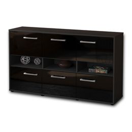 Stil.Zeit Sideboard Diletta | Korpus Anthrazit | Schwarz mit Griffen (136x79x35cm)