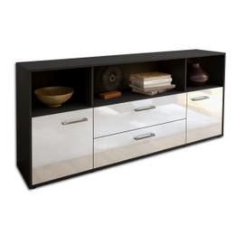 Stil.Zeit Sideboard Enza | Korpus Anthrazit | Weiß mit Griffen (180x79x35cm)