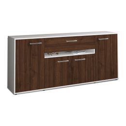 Stil.Zeit Sideboard Flavia | Korpus Weiß | Walnuss mit Griffen (180x79x35cm)