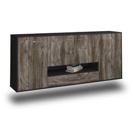 Stil.Zeit Sideboard Abilene | Korpus Anthrazit | Treibholz hängend mit Griffen (180x79x35cm)