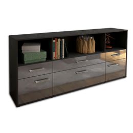 Stil.Zeit Sideboard Estella | Korpus Anthrazit | Grau mit Griffen (180x79x35cm)