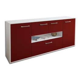 Stil.Zeit Sideboard Elisabetta | Korpus Weiß | Bordeaux mit Griffen (180x79x35cm)