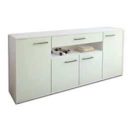 Stil.Zeit Sideboard Fiorella | Korpus Weiß | Mint mit Griffen (180x79x35cm)