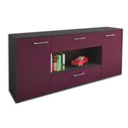 Stil.Zeit Sideboard Filomena | Korpus Anthrazit | Lila mit Griffen (180x79x35cm)