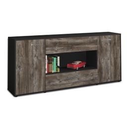 Stil.Zeit Sideboard Filomena | Korpus Anthrazit | Treibholz mit Griffen (180x79x35cm)