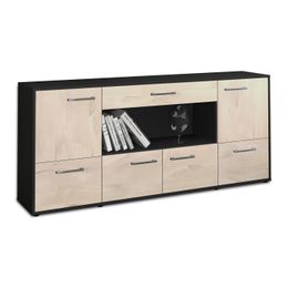 Stil.Zeit Sideboard ELSA | Korpus Anthrazit | Zeder mit Griffen (180x79x35cm)