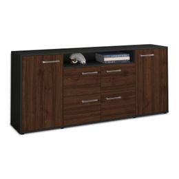 Stil.Zeit Sideboard Ephenia | Korpus Anthrazit | Walnuss mit Griffen (180x79x35cm)