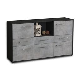 Stil.Zeit Sideboard Dominika | Korpus Anthrazit | Beton mit Griffen (136x79x35cm)