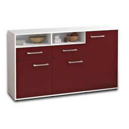 Stil.Zeit Sideboard Editta | Korpus Weiß | Bordeaux mit Griffen (136x79x35cm)