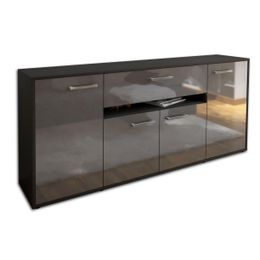 Stil.Zeit Sideboard Flavia | Korpus Anthrazit | Grau mit Griffen (180x79x35cm)