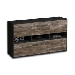 Stil.Zeit Sideboard Diletta | Korpus Anthrazit | Treibholz mit Griffen (136x79x35cm)