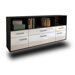 Stil.Zeit Sideboard Cary | Korpus Anthrazit | Weiß hängend mit Griffen (180x79x35cm)