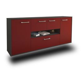 Stil.Zeit Sideboard Warren | Korpus Anthrazit | Bordeaux hängend mit Griffen (180x79x35cm)