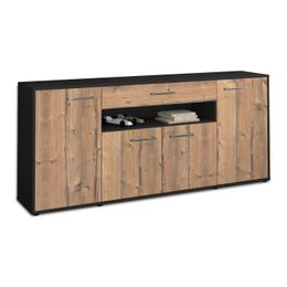 Stil.Zeit Sideboard Fiorella | Korpus Anthrazit | Pinie mit Griffen (180x79x35cm)