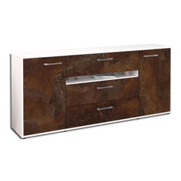 Stil.Zeit Sideboard Fernanda | Korpus Weiß | Rost mit Griffen (180x79x35cm)