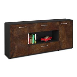 Stil.Zeit Sideboard Filomena | Korpus Anthrazit | Rost mit Griffen (180x79x35cm)