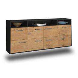 Stil.Zeit Sideboard Concord | Korpus Anthrazit | Eiche hängend mit Griffen (180x79x35cm)