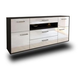 Stil.Zeit Sideboard Elizabeth | Korpus Anthrazit | Weiß hängend mit Griffen (180x79x35cm)