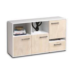 Stil.Zeit Sideboard EDA | Korpus Weiß | Zeder mit Griffen (136x79x35cm)