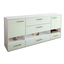 Stil.Zeit Sideboard Florentina | Korpus Weiß | Mint mit Griffen (180x79x35cm)