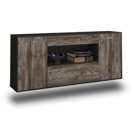 Stil.Zeit Sideboard Ann Arbor | Korpus Anthrazit | Treibholz hängend mit Griffen (180x79x35cm)