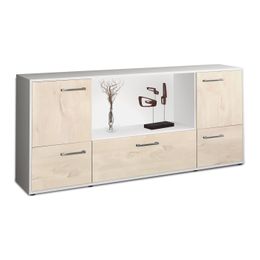 Stil.Zeit Sideboard Elvezia | Korpus Weiß | Zeder mit Griffen (180x79x35cm)