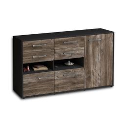 Stil.Zeit Sideboard Domi | Korpus Anthrazit | Treibholz mit Griffen (136x79x35cm)