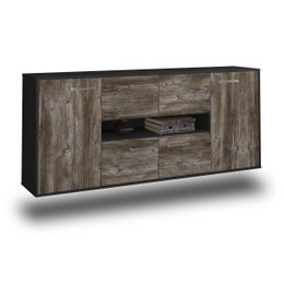 Stil.Zeit Sideboard Stamford | Korpus Anthrazit | Treibholz hängend mit Griffen (180x79x35cm)