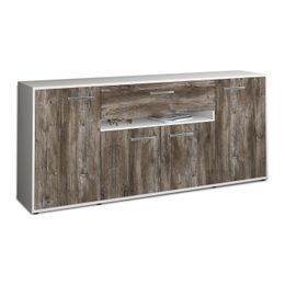 Stil.Zeit Sideboard Flavia | Korpus Weiß | Treibholz mit Griffen (180x79x35cm)