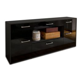 Stil.Zeit Sideboard Fabiola | Korpus Anthrazit | Schwarz mit Griffen (180x79x35cm)