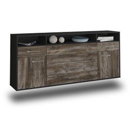 Stil.Zeit Sideboard Bellevue | Korpus Anthrazit | Treibholz hängend mit Griffen (180x79x35cm)