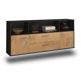 Stil.Zeit Sideboard Hartford | Korpus Anthrazit | Eiche hängend mit Griffen (180x79x35cm)