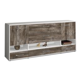 Stil.Zeit Sideboard Florentina | Korpus Weiß | Treibholz mit Griffen (180x79x35cm)