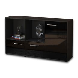 Stil.Zeit Sideboard Dolcia | Korpus Anthrazit | Schwarz mit Griffen (136x79x35cm)