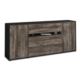 Stil.Zeit Sideboard Fernanda | Korpus Anthrazit | Treibholz mit Griffen (180x79x35cm)