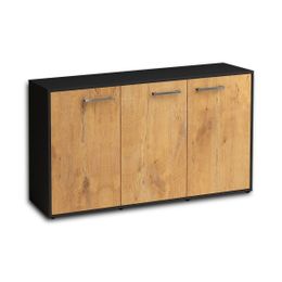 Stil.Zeit Sideboard Delia | Korpus Anthrazit | Eiche mit Griffen (136x79x35cm)