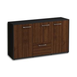 Stil.Zeit Sideboard Diana | Korpus Anthrazit | Walnuss mit Griffen (136x79x35cm)