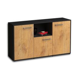 Stil.Zeit Sideboard Demetria | Korpus Anthrazit | Eiche mit Griffen (136x79x35cm)