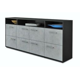 Stil.Zeit Sideboard Evita | Korpus Anthrazit | Beton mit Griffen (180x79x35cm)