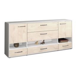 Stil.Zeit Sideboard Florentina | Korpus Weiß | Zeder mit Griffen (180x79x35cm)